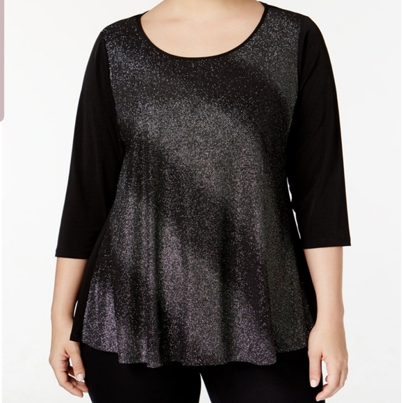 NY Collection | Tops | Ny Collection Plus Size X Metallic Sparkly Top ...